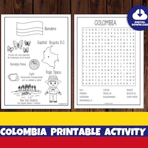 Colombia Word Search for Kids, Colombia Coloring Pages, Printable ...