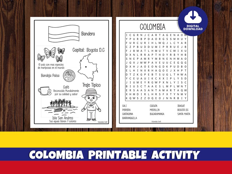 Colombia Word Search for Kids, Colombia Coloring Pages, Printable ...