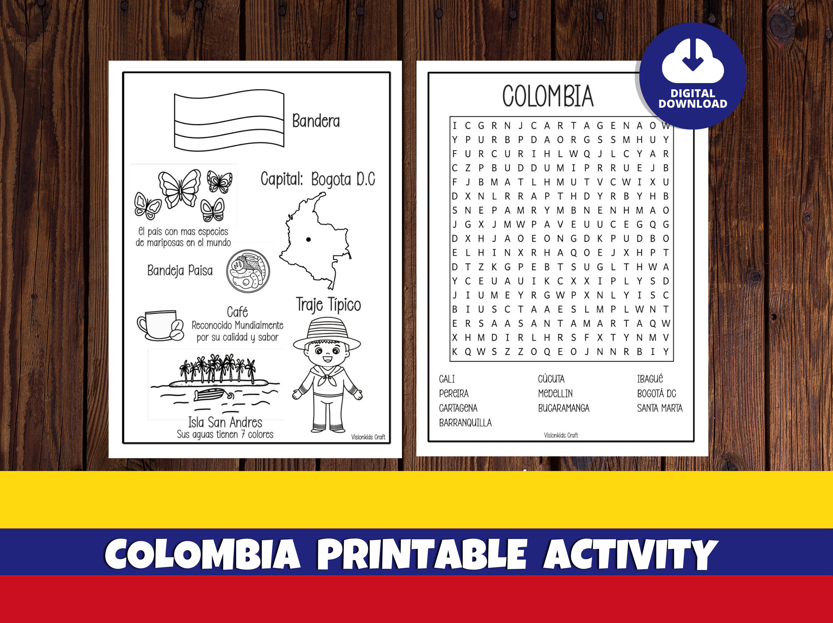 Colombia Word Search for Kids, Colombia Coloring Pages, Printable ...