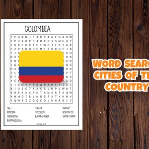 Colombia Word Search for Kids, Colombia Coloring Pages, Printable ...