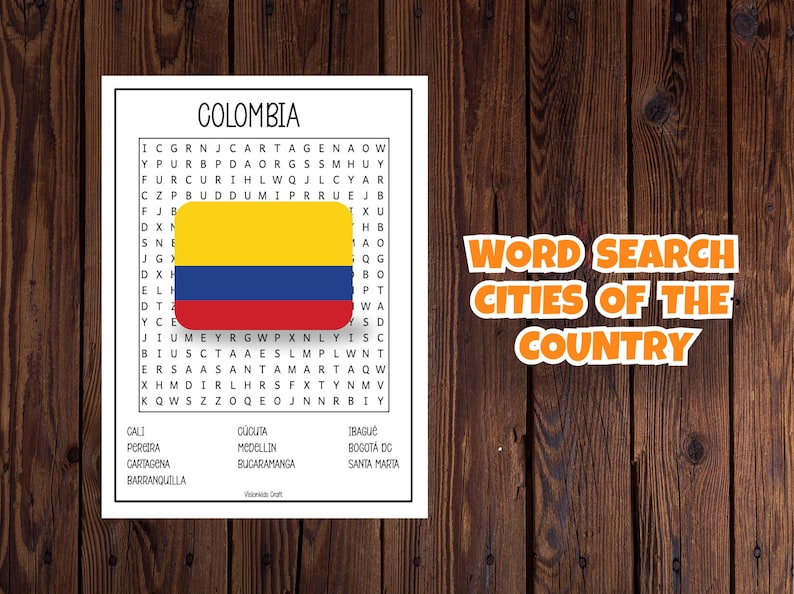 Colombia Word Search for Kids, Colombia Coloring Pages, Printable ...