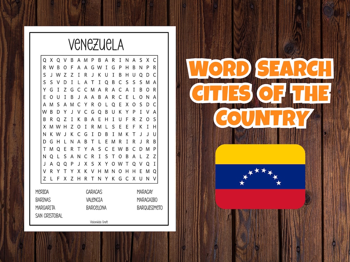 Venezuela Printable Activity, Word Search for Kids, Hispanic Heritage ...