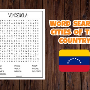 Venezuela Printable Activity, Word Search for Kids, Hispanic Heritage ...