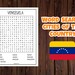 Venezuela Printable Activity, Word Search for Kids, Hispanic Heritage ...