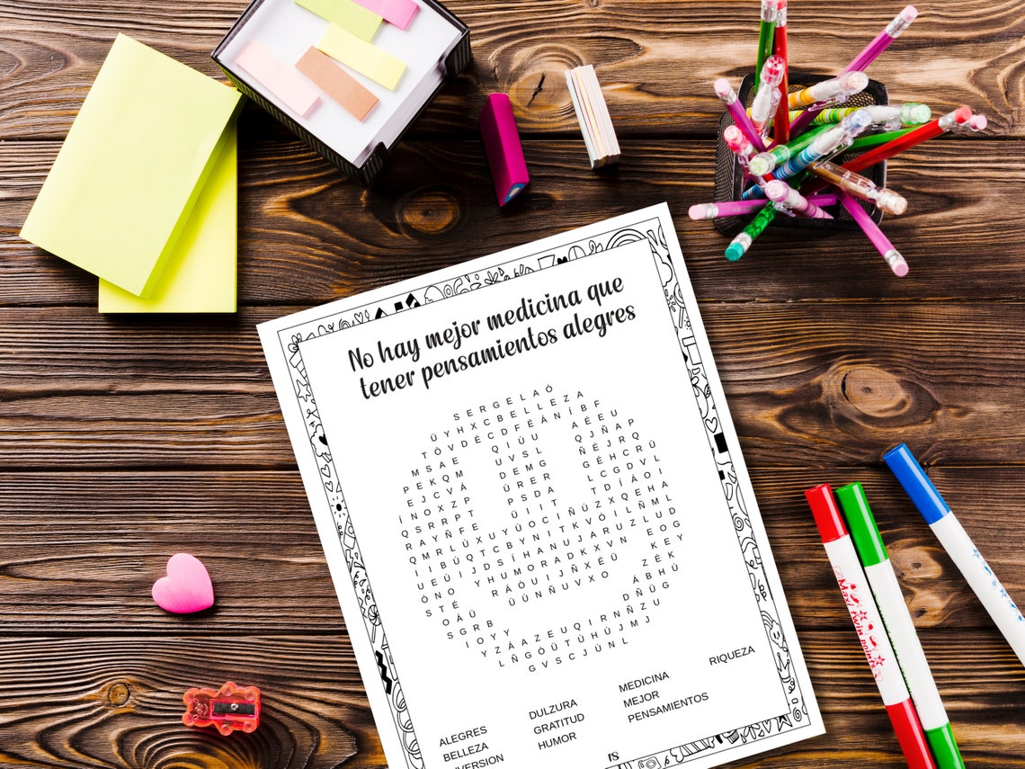Word Search for Kids in Spanish, Motivational and Positive Phrases for ...