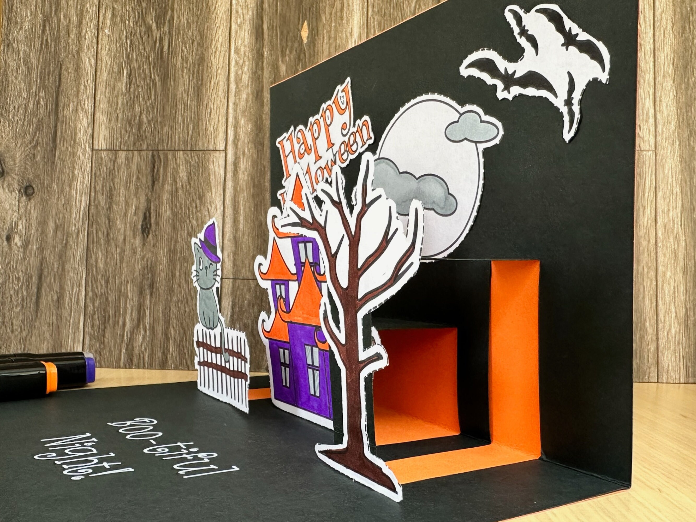 Halloween Printable Pop up Card Spooky Haunted House 3D Coloring Paper ...
