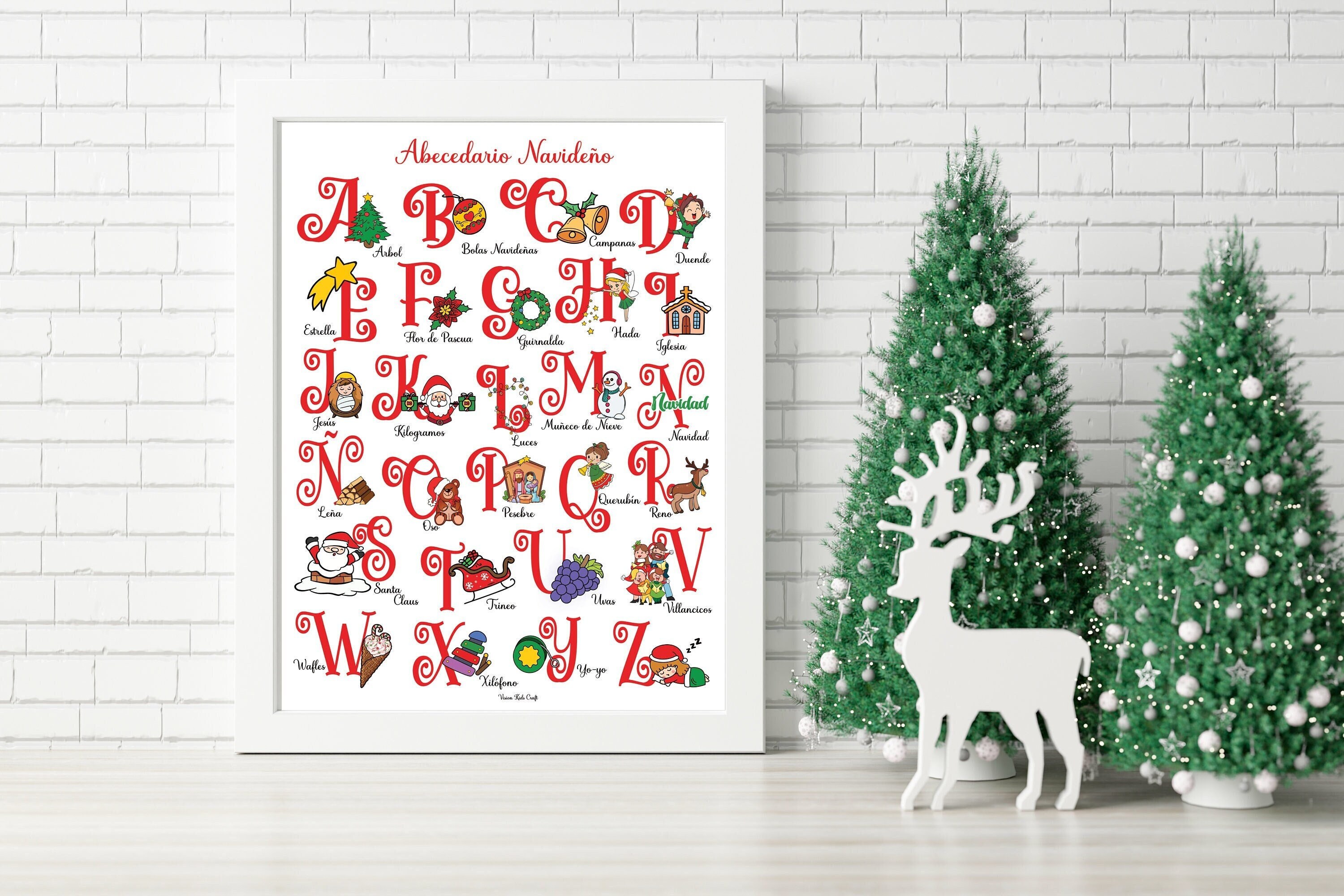 Printable Christmas Alphabet, Spanish Christmas Poster, Christmas Prin ...
