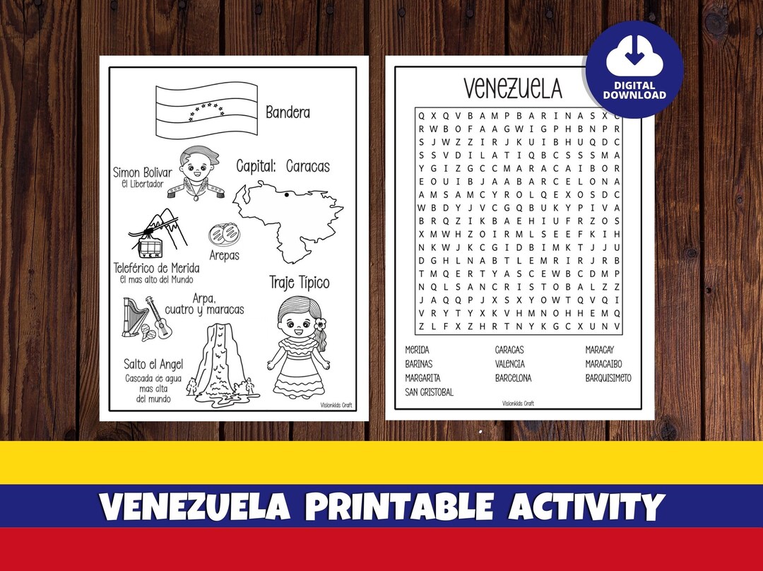Venezuela Printable Activity, Word Search for Kids, Hispanic Heritage ...