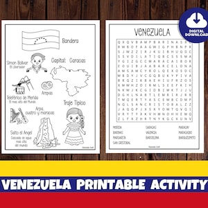 Venezuela Printable Activity, Word Search for Kids, Hispanic Heritage ...