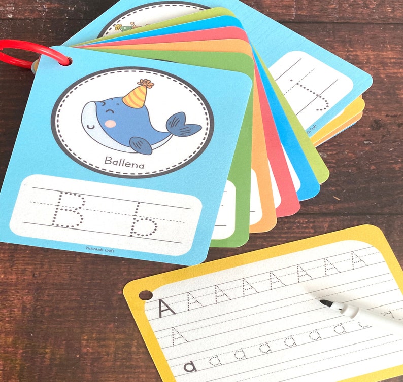 28 Spanish Alphabet Tracing Flash Cards Handwriting Practice - Etsy