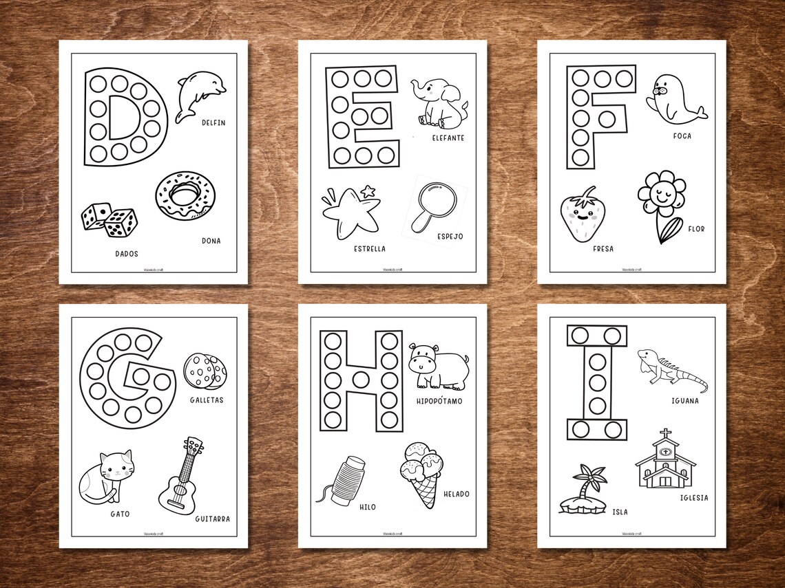 Spanish Dot-a-dot Alphabet, Dot Marker Activity, A-Z Animals Coloring ...
