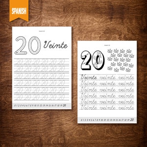 Spanish Numbers Tracing Worksheet, 0-20, Cursive Practice (PDF) - Etsy