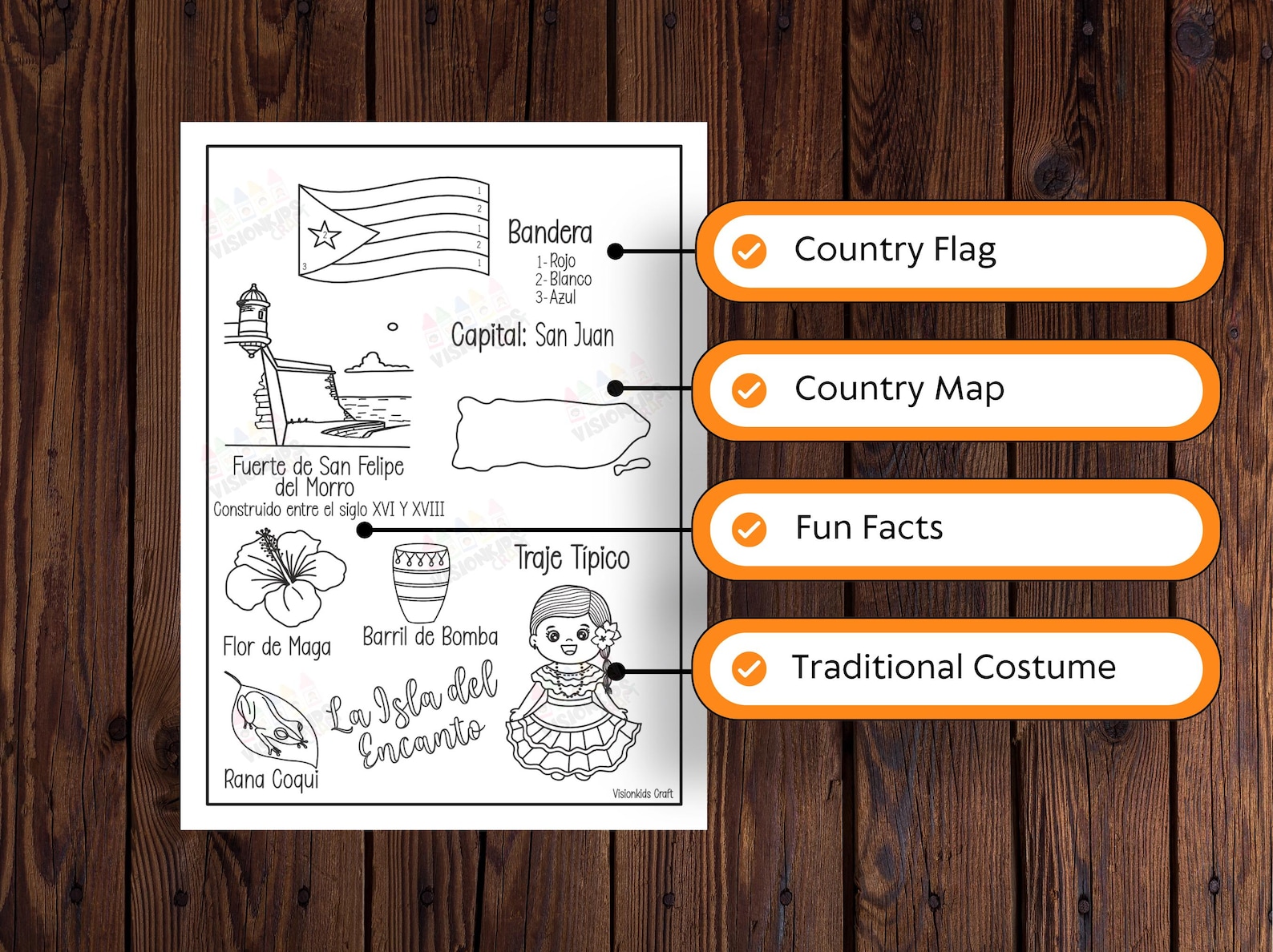 Puerto Rico Word Search and Coloring Page for Kids, Fun Facts for ...