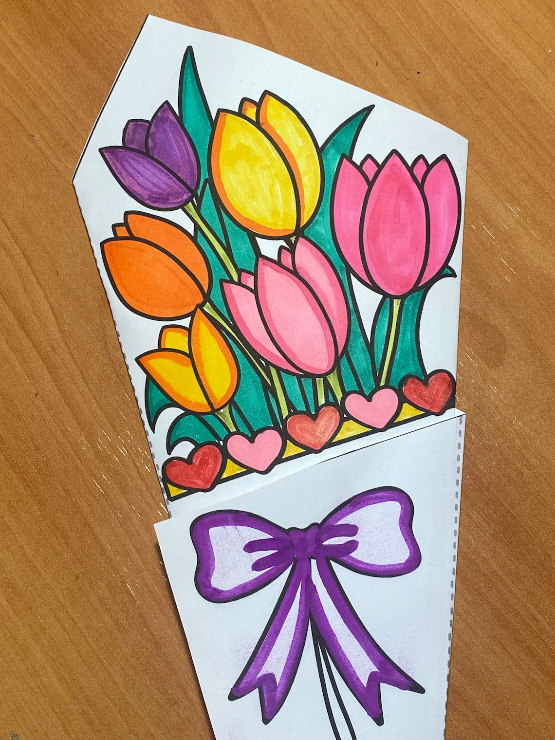 Mother's Day Coloring Card, Flower Bouquet Printable, Activity Mothers ...