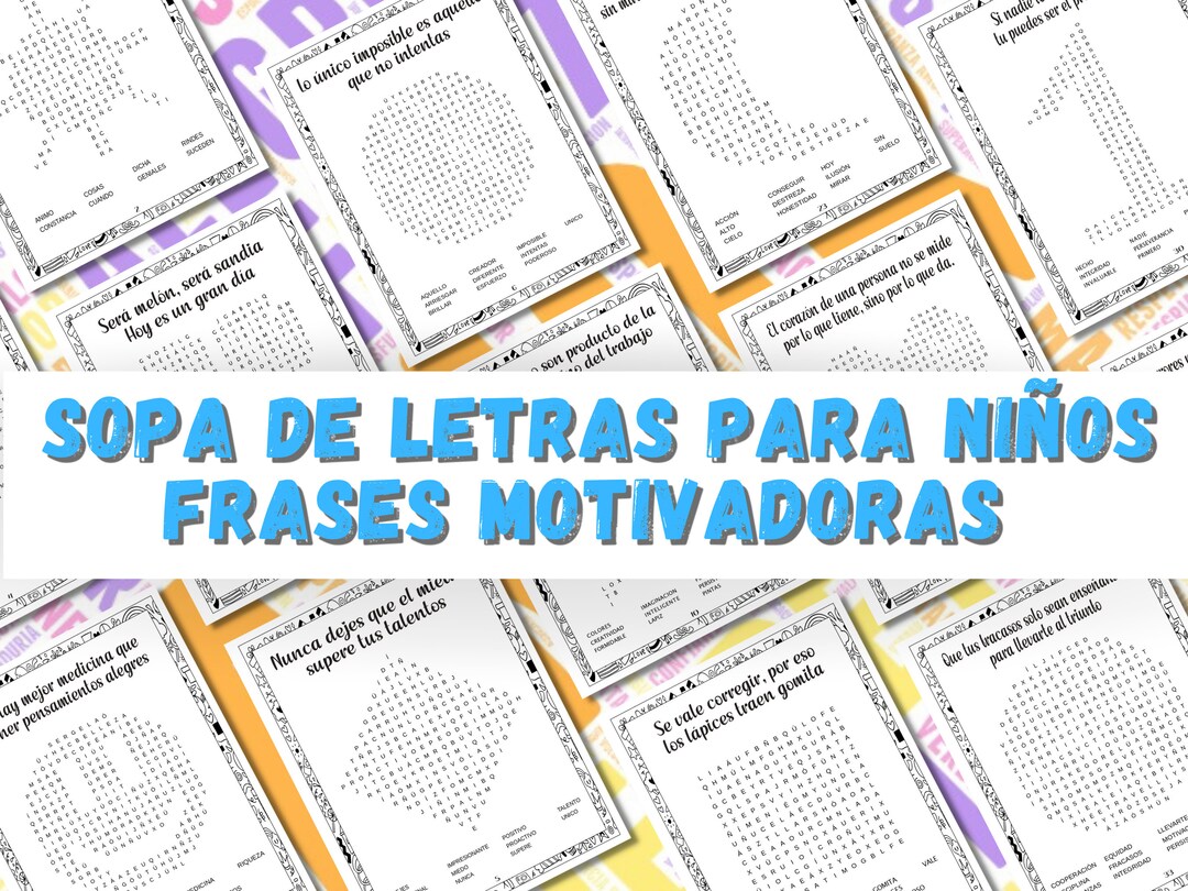 Word Search for Kids in Spanish Motivational Phrases for - Etsy