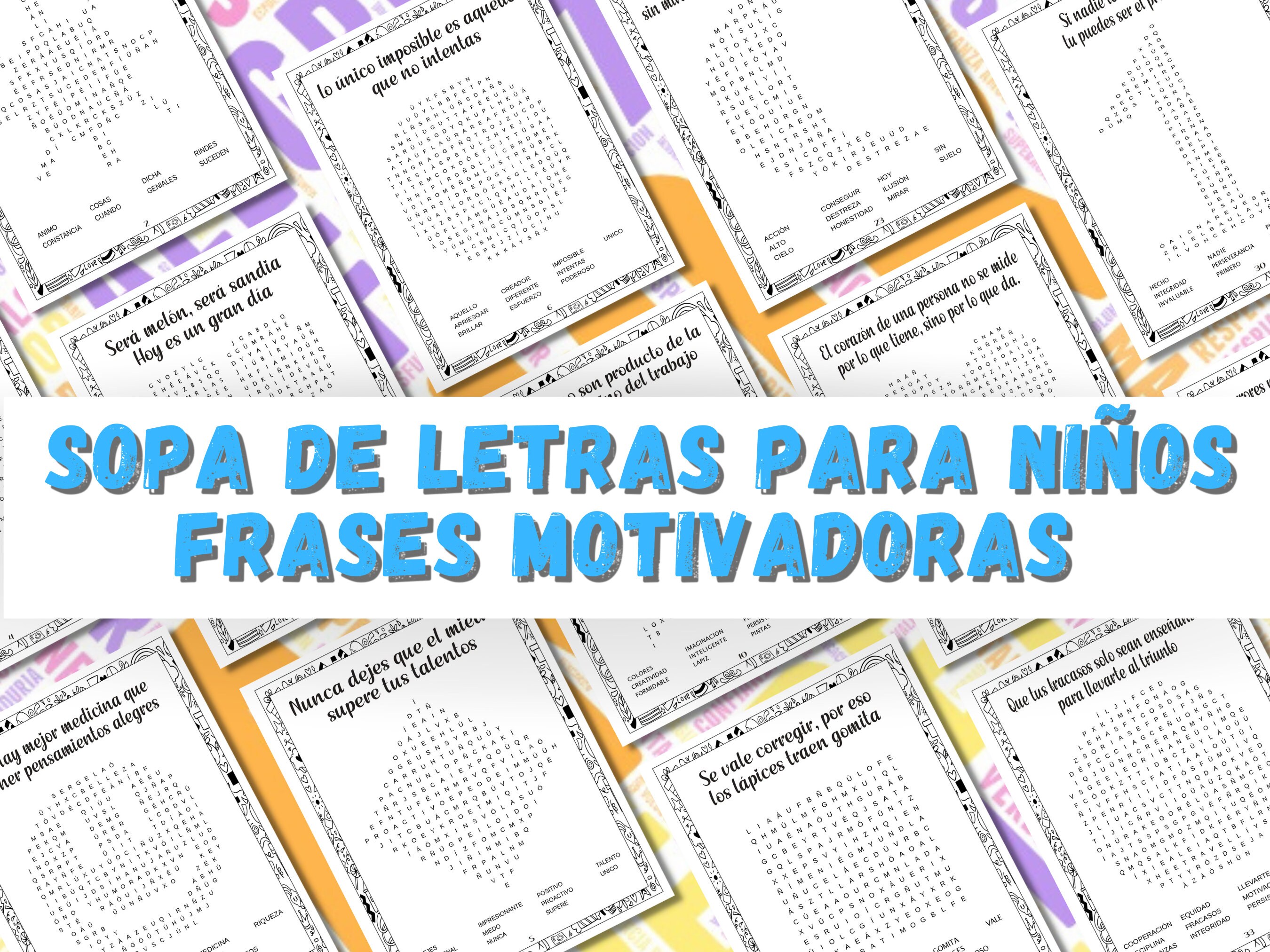 Word Search for Kids in Spanish Motivational Phrases for - Etsy