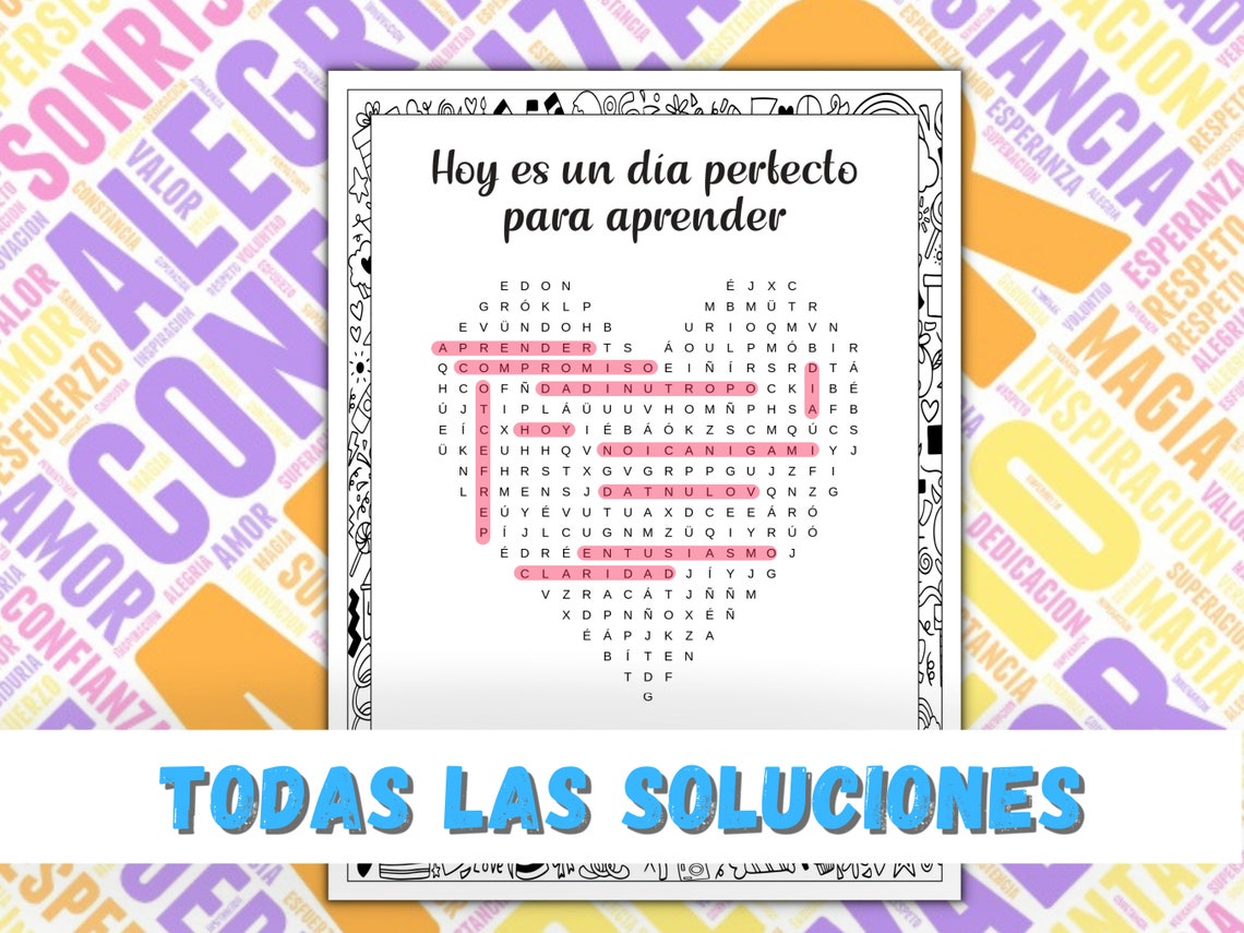 Word Search for Kids in Spanish Motivational Phrases for - Etsy