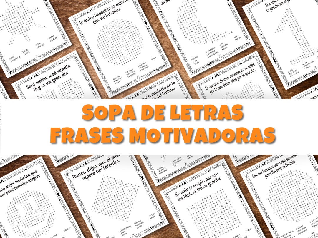 Word Search for Kids in Spanish, Motivational and Positive Phrases for ...