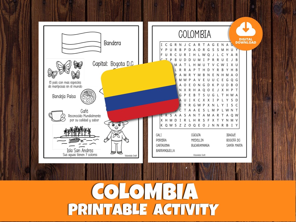Colombia Word Search for Kids, Colombia Coloring Pages, Printable ...