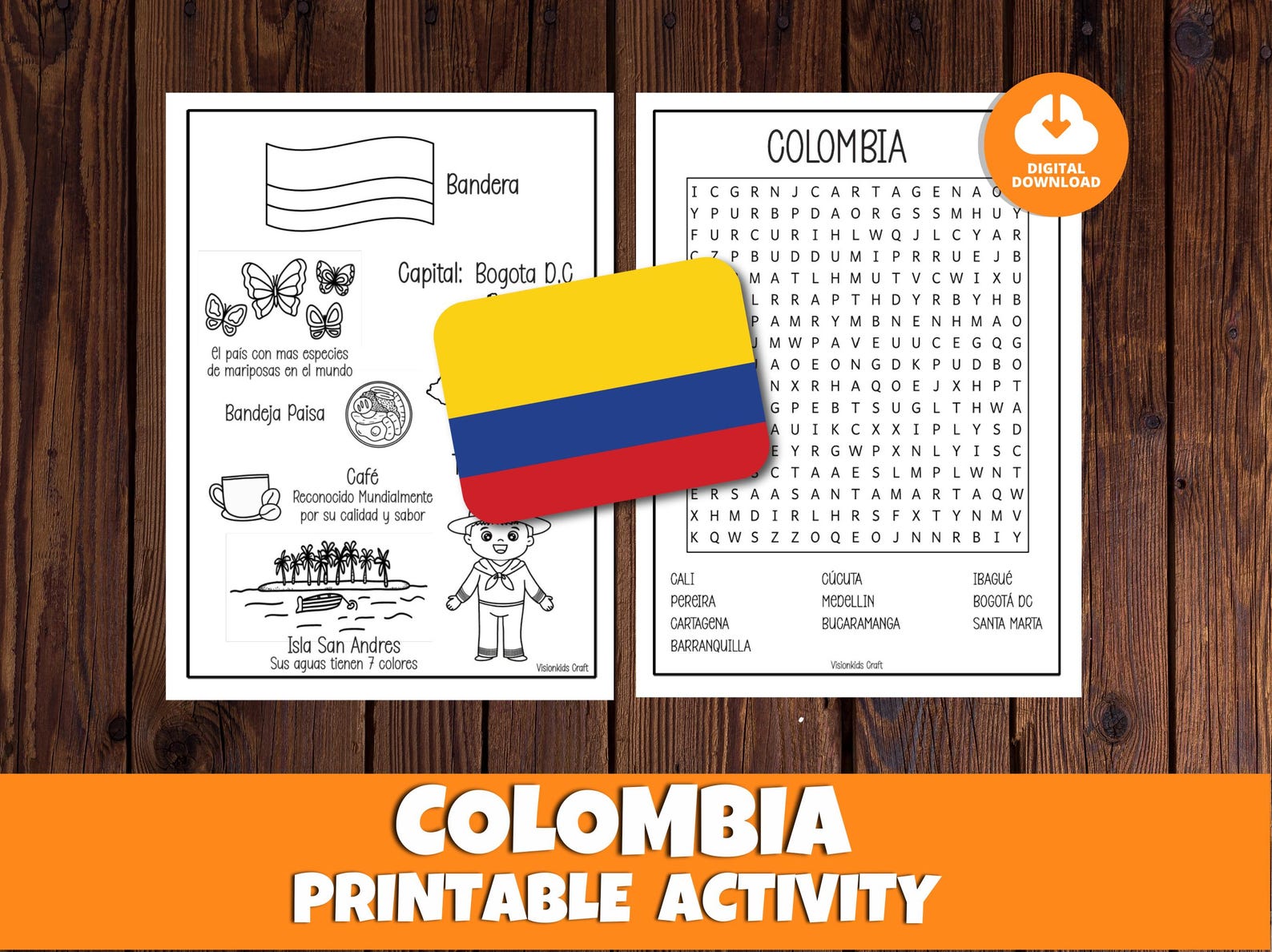 Colombia Word Search for Kids, Colombia Coloring Pages, Printable ...