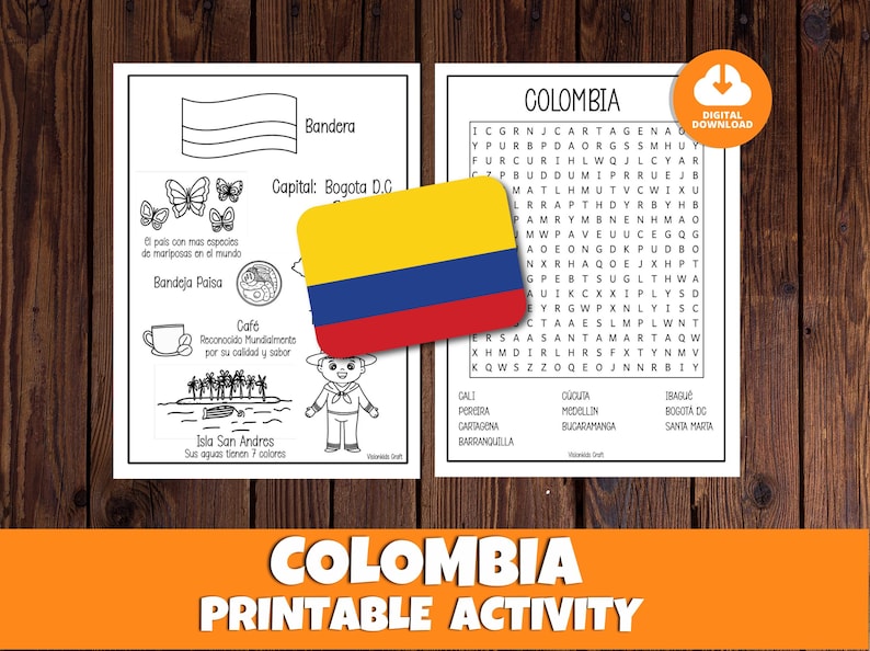 Colombia Word Search for Kids, Colombia Coloring Pages, Printable ...