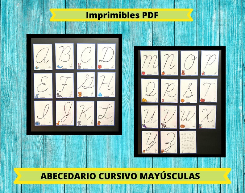 Spanish Cursive Alphabet Flashcards Printable, Handwriting Practice ...