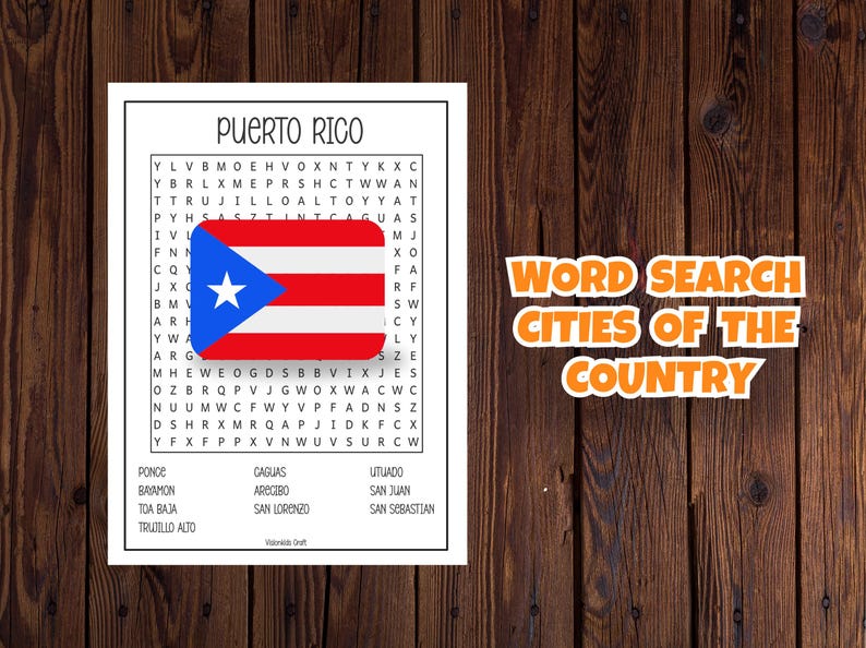 Puerto Rico Word Search and Coloring Page for Kids, Fun Facts for ...
