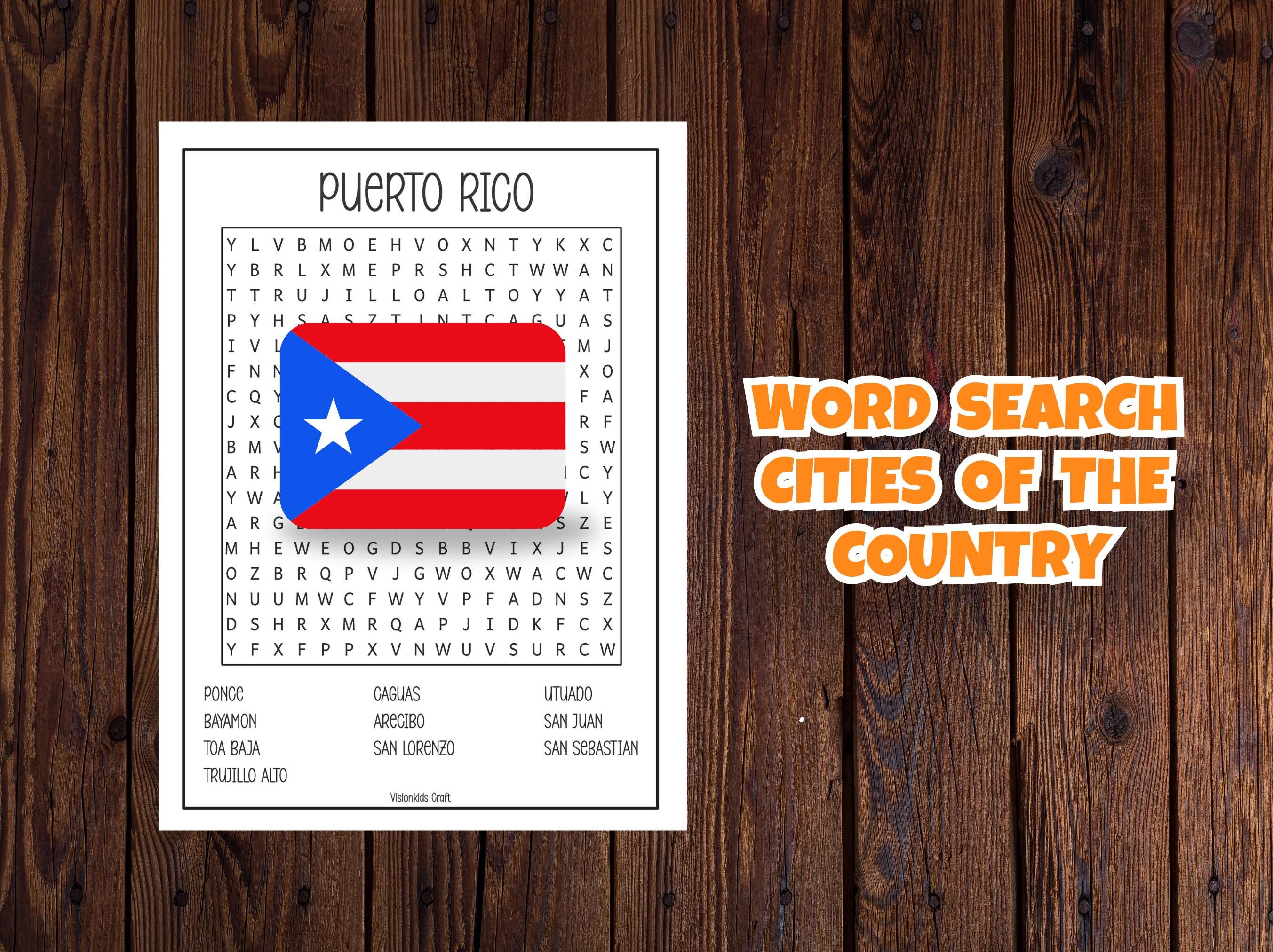 Puerto Rico Word Search and Coloring Page for Kids, Fun Facts for ...