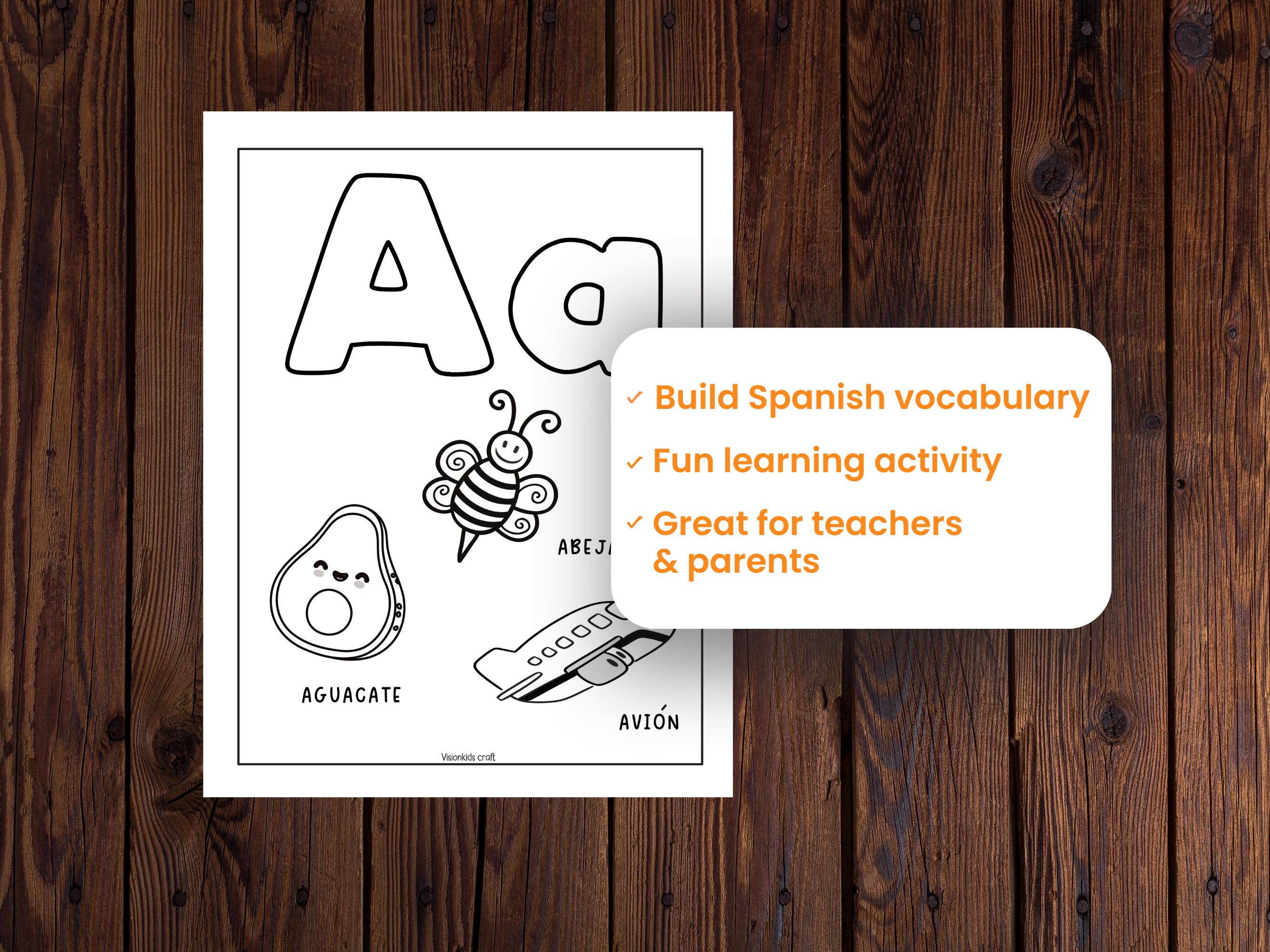 Spanish Alphabet Coloring Pages for Kids: Uppercase Lowercase Letters ...