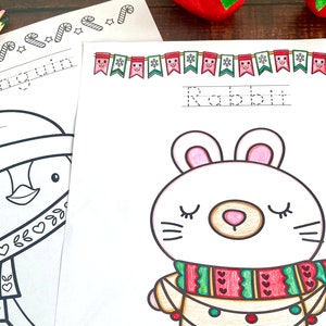 Bilingual Christmas Animals Coloring Pages, Spanish & English (PDF) - Etsy
