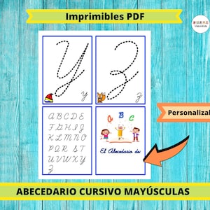 Spanish Cursive Alphabet Flashcards Printable, Handwriting Practice ...