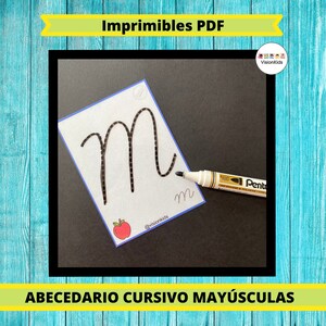 Spanish Cursive Alphabet Flashcards Printable, Handwriting Practice ...