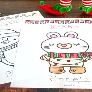 Christmas Printable for Kids, Bilingual Color & Trace Activity Spanish ...