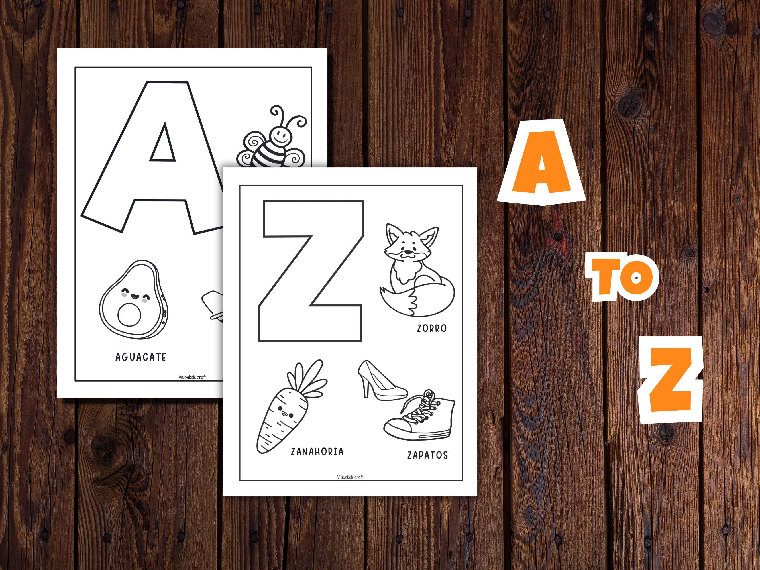 Spanish Big Alphabet, Printable Activity, A-Z Animals Coloring Pages ...