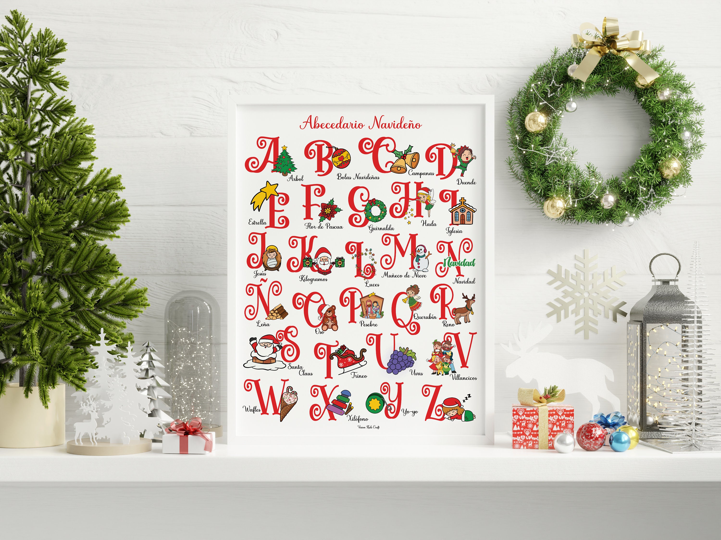 Printable Christmas Alphabet, Spanish Christmas Poster, Christmas Prin ...