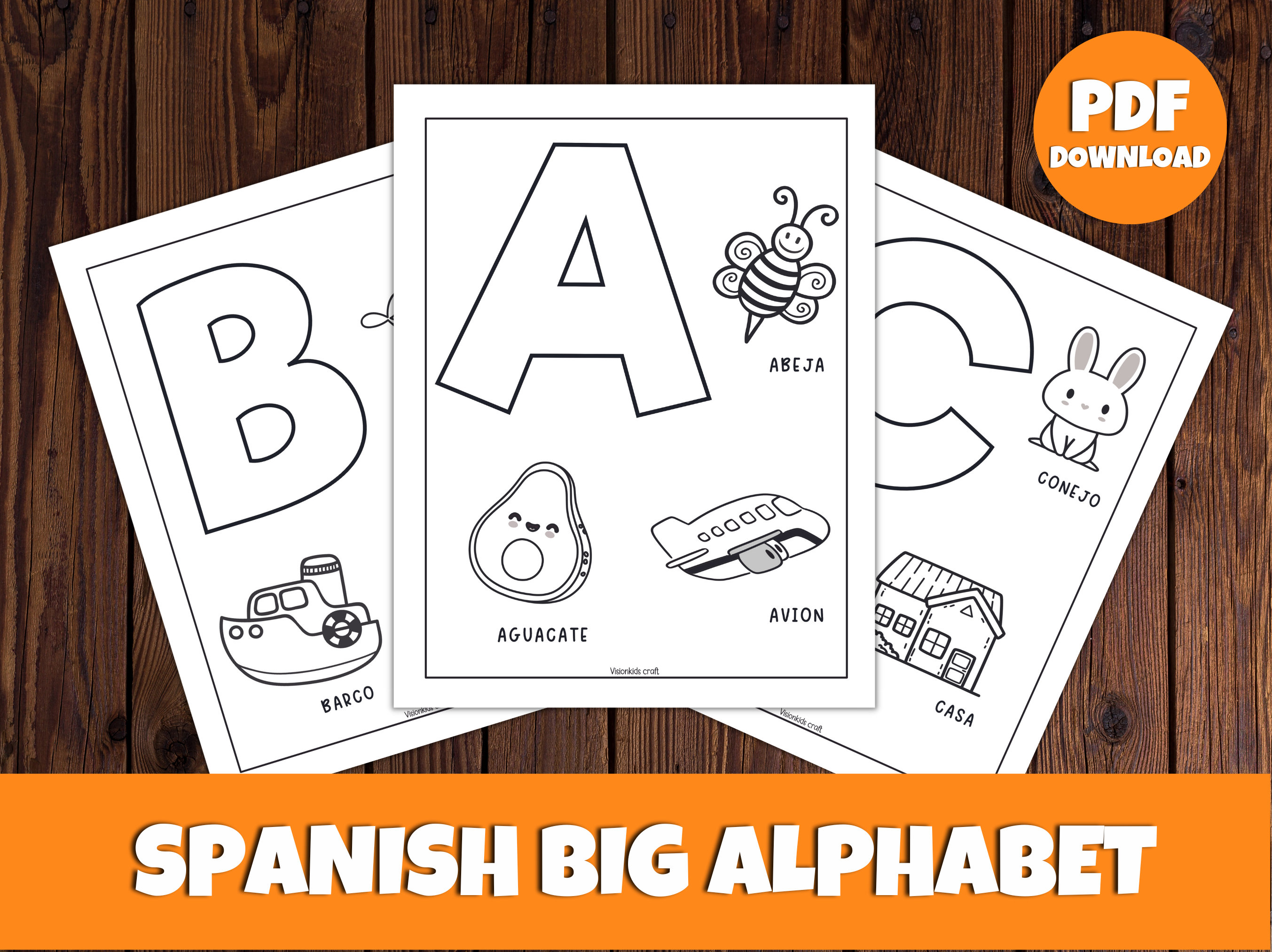 Spanish Big Alphabet, Printable Activity, A-Z Animals Coloring Pages ...