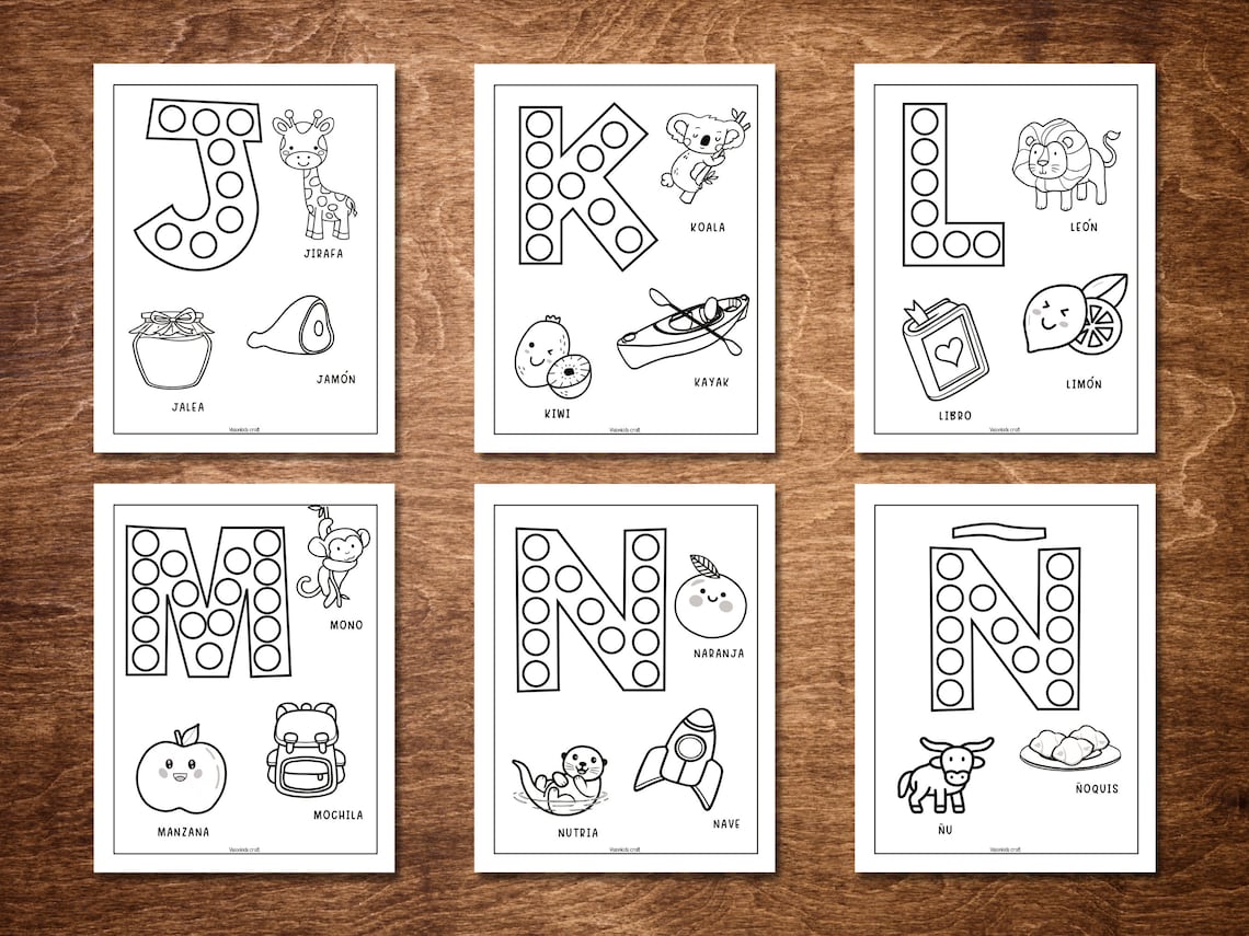 Spanish Dot-a-dot Alphabet, Dot Marker Activity, A-Z Animals Coloring ...