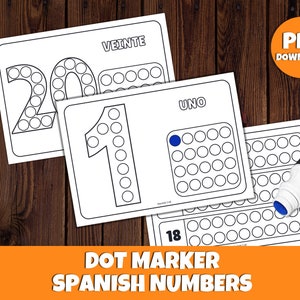 Spanish Dot Marker Numbers 0-20 Printable Activity Pack Educational ...