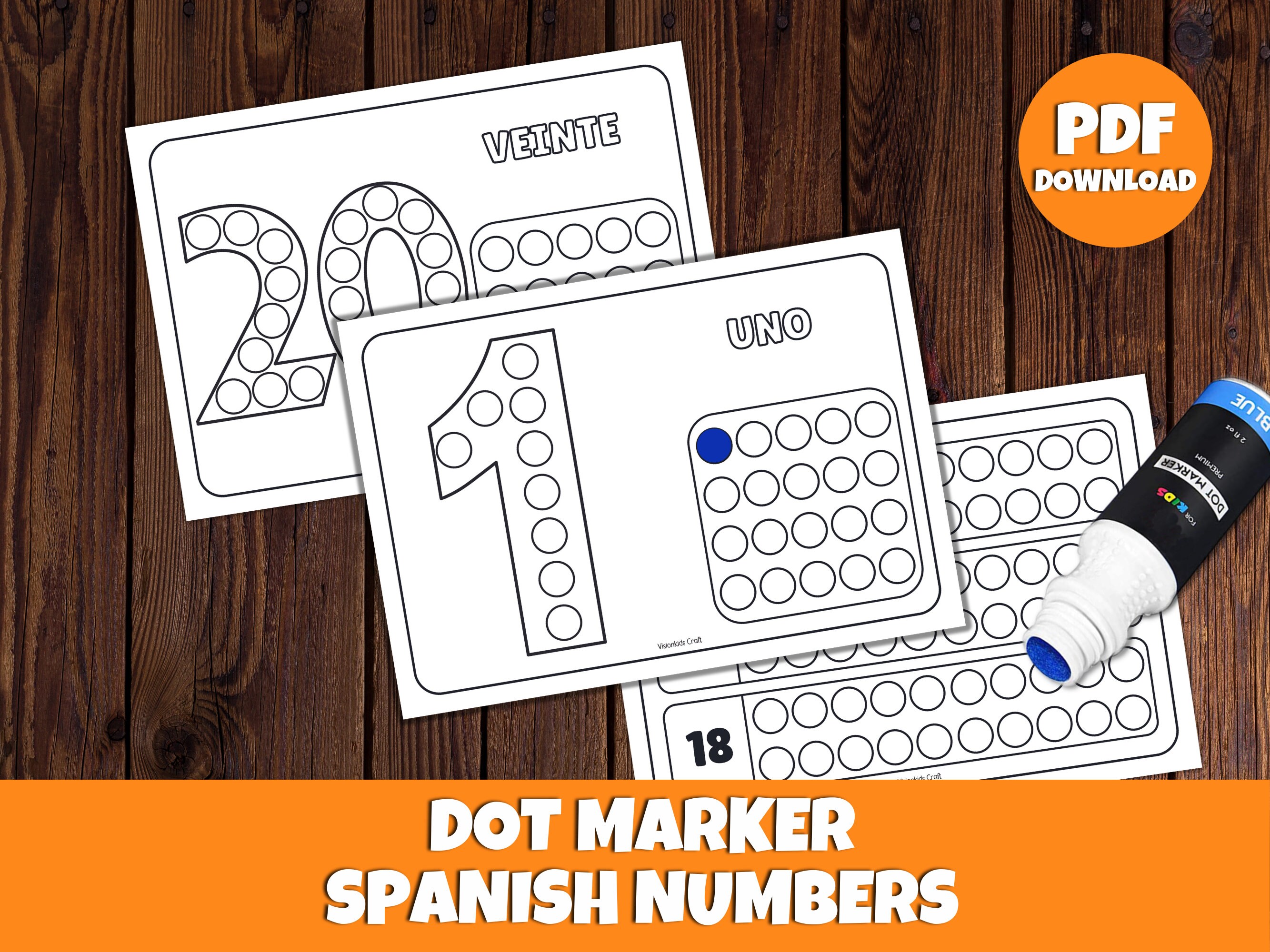 Spanish Dot Marker Numbers 0-20 Printable Activity Pack Educational ...
