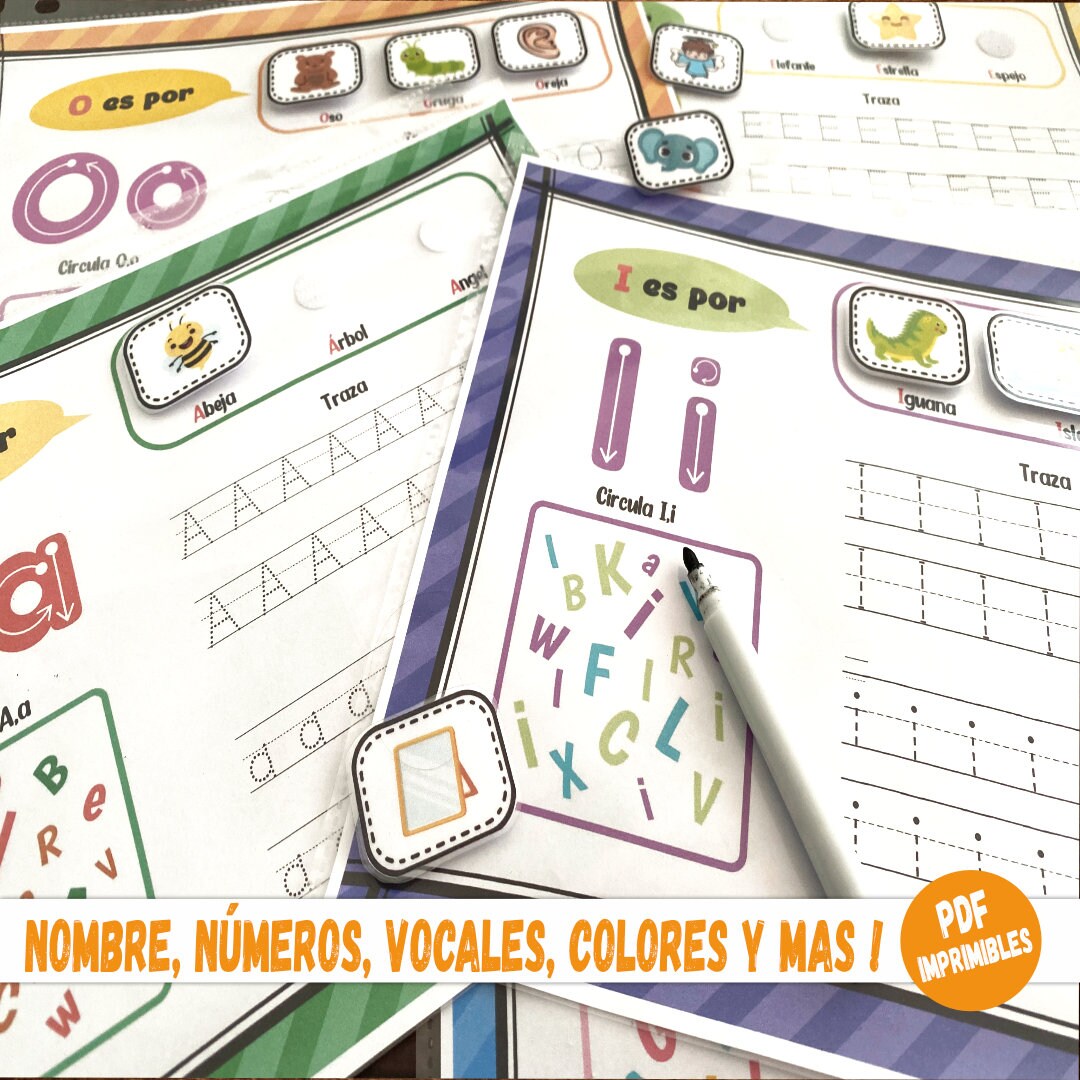 Educational Spanish Activity Book for Preschool Kids, Personalized Name ...