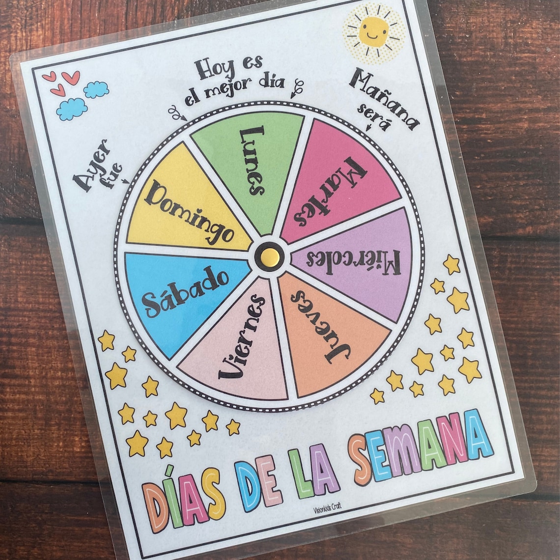Spanish Days of the Week, Spinner Wheel, Worksheet Printable ...