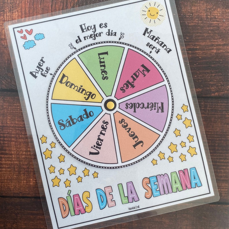 Días de la semana en español, rueda giratoria, hoja de trabajo ...