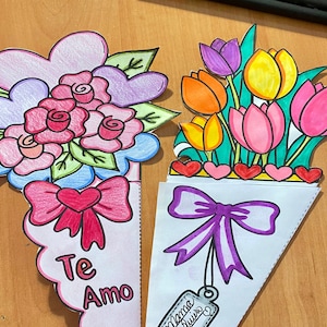 Mother's Day Coloring Card, Flower Bouquet Printable, Activity Mothers ...