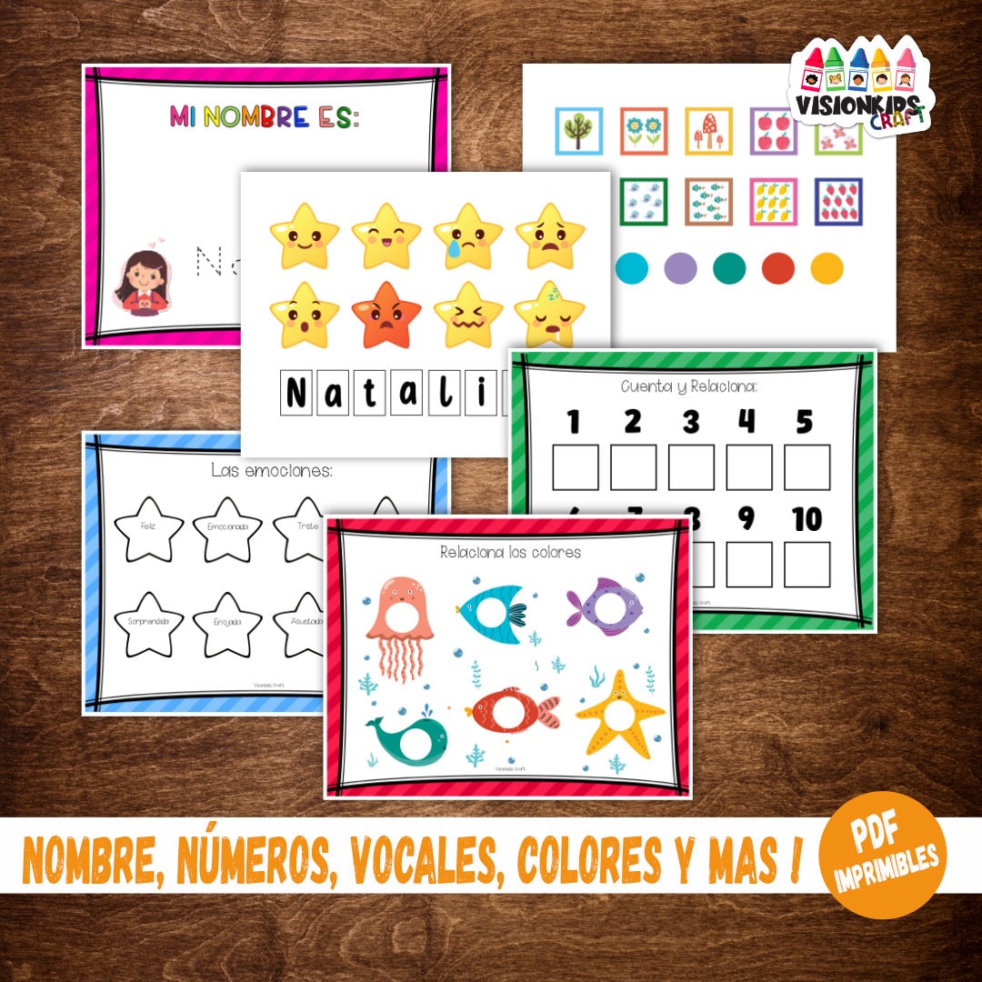 Educational Spanish Activity Book for Preschool Kids, Personalized Name ...