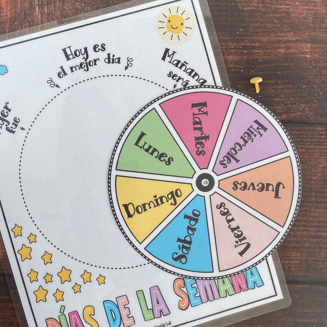 Spanish Days of the Week, Spinner Wheel, Worksheet Printable ...