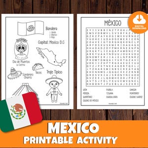 Mexico Word Search and Coloring Page for Kids, Fun Facts for Children ...
