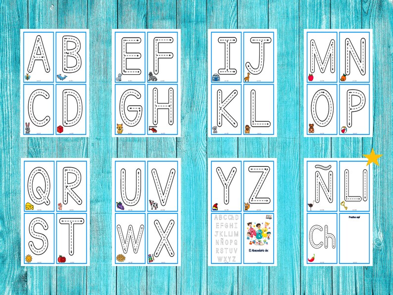 Spanish Flash Cards Printable Spanish Alphabet Handwriting - Etsy