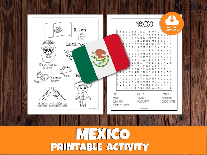 Mexico Word Search and Coloring Page for Kids, Fun Facts for Children ...