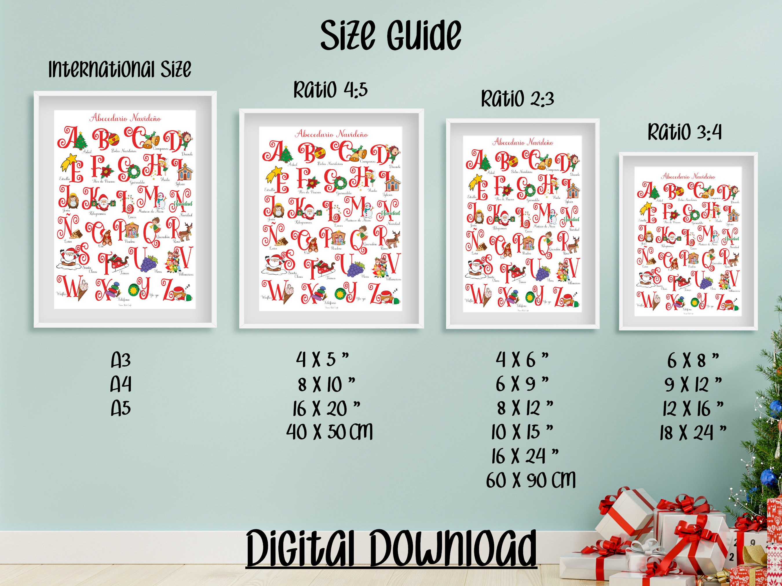 Printable Christmas Alphabet, Spanish Christmas Poster, Christmas Prin ...