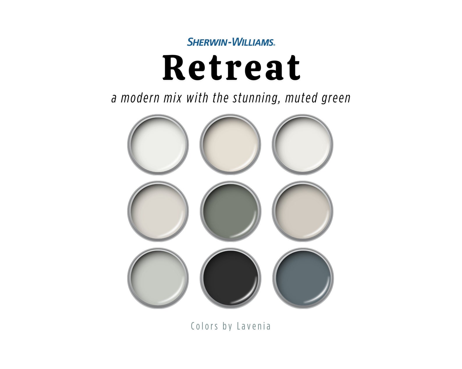 Sherwin Williams Retreat Color Palette, Whole House Paint Palette, 2024 ...